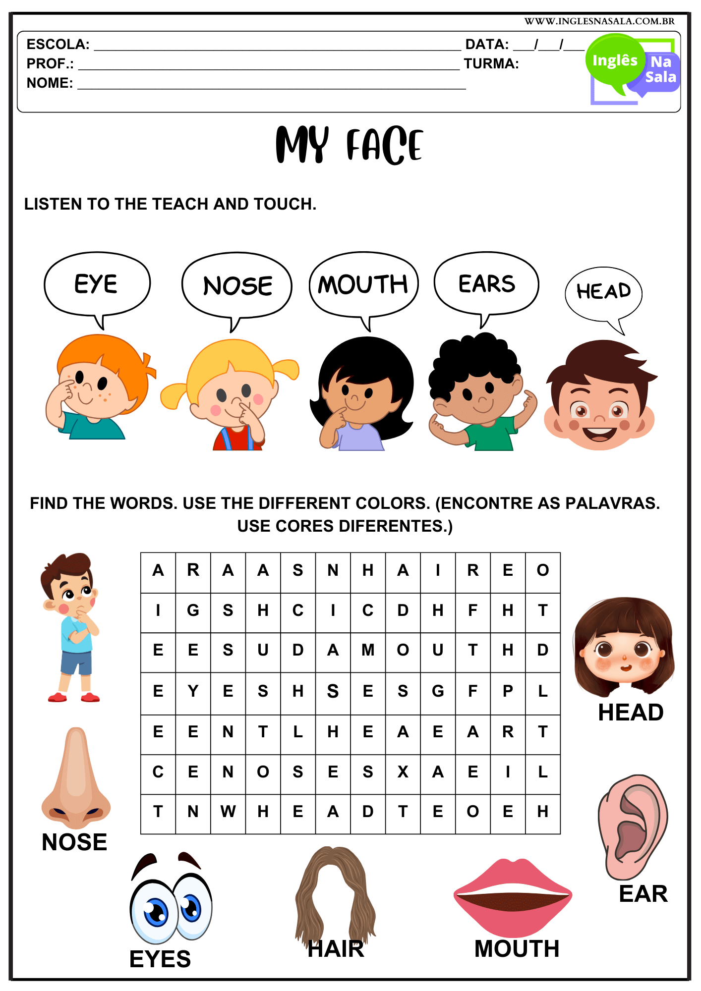 Atividades Partes do Corpo / Human Body - Inglês Na Sala