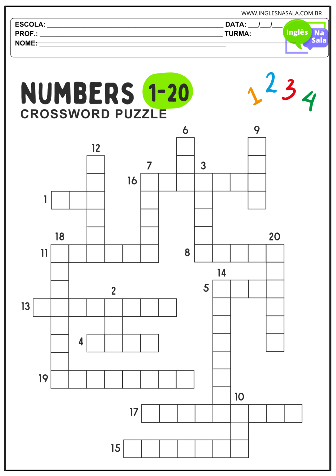 ATIVIDADES DE NÚMEROS/NUMBERS - Inglês Na Sala