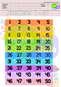 ATIVIDADES DE NÚMEROS/NUMBERS