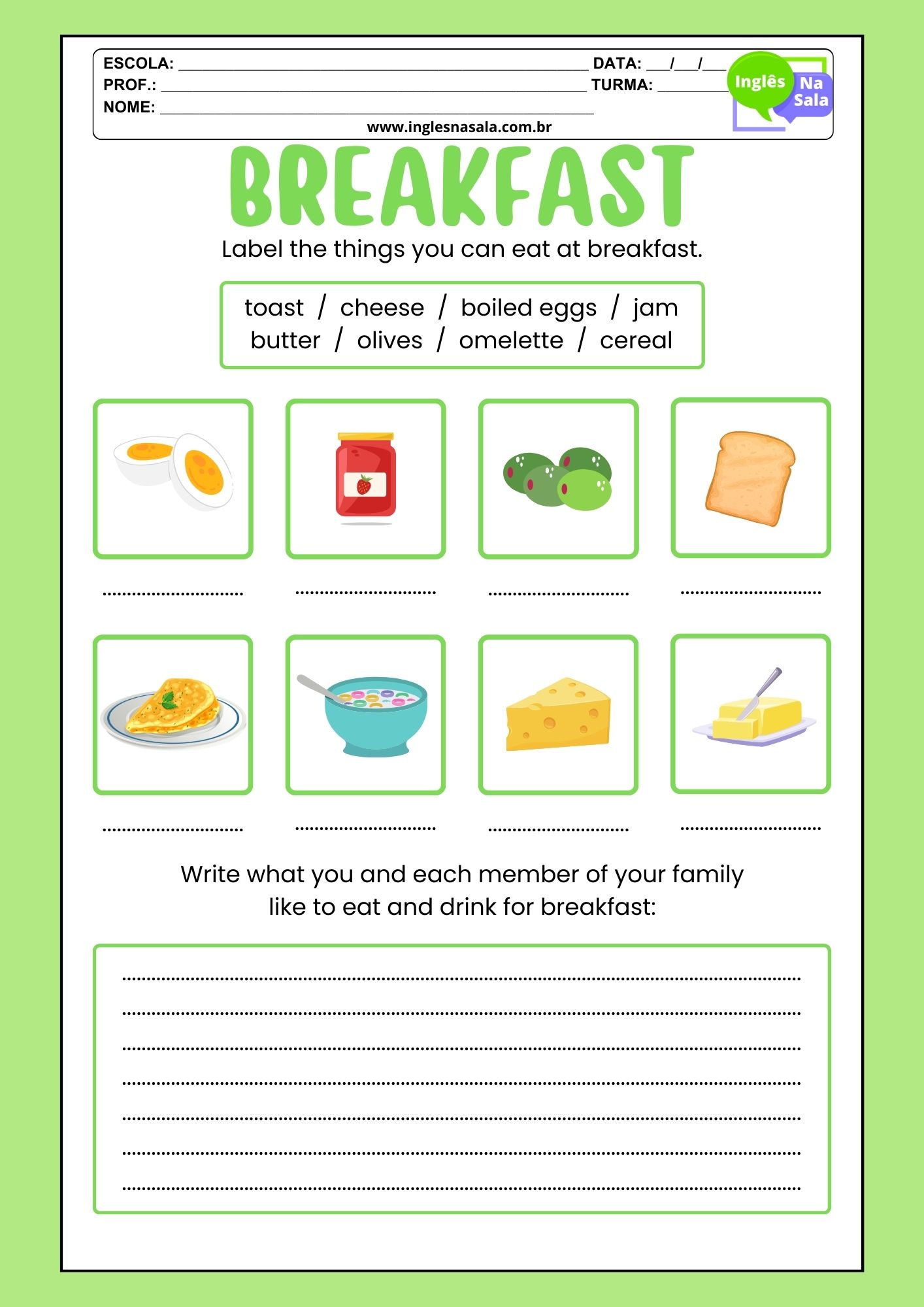 Atividades de Inglês Breakfast: Como Ensinar o Vocabulário de Café da ...