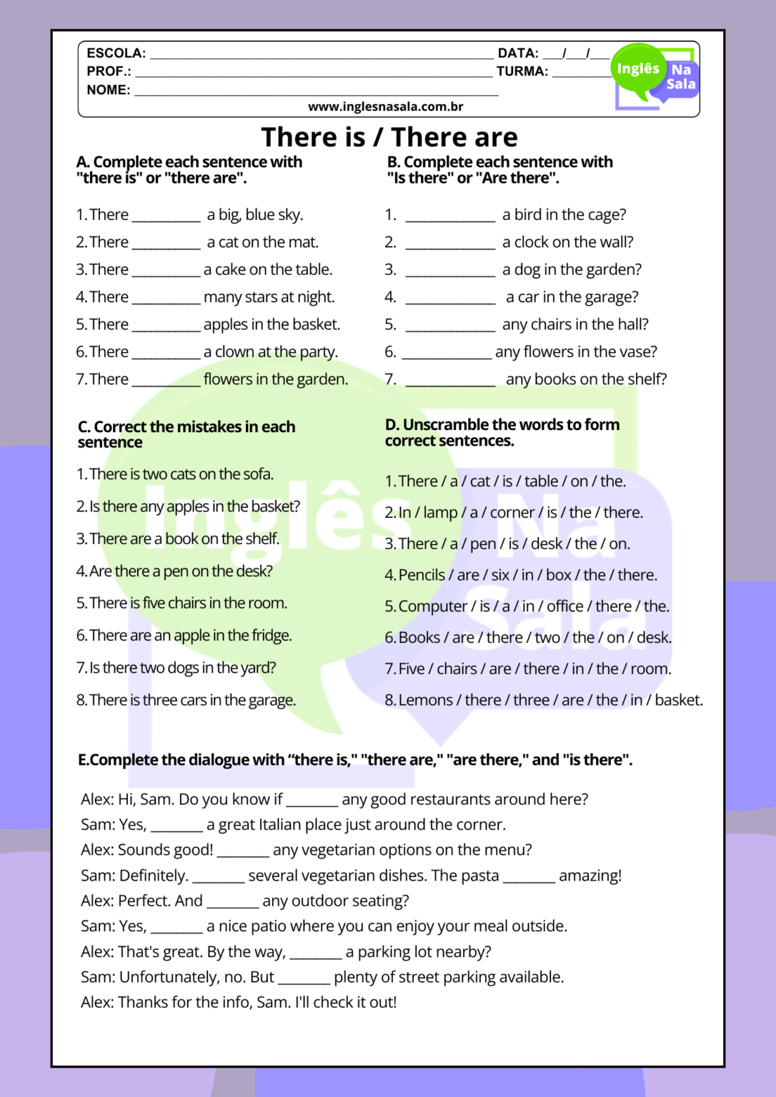 Grammar / Gramática - Inglês Na Sala